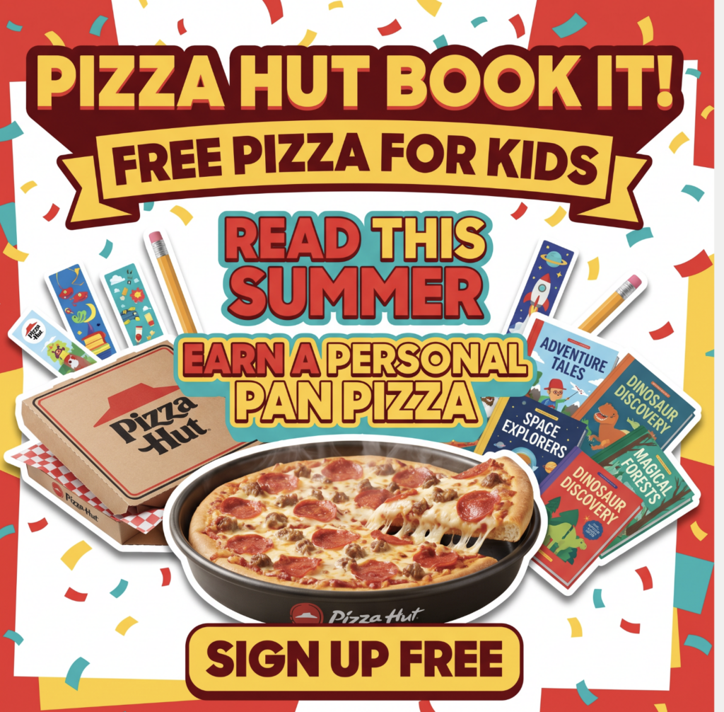 Free Personal Pan Pizza For Kids - Pizza Hut BOOK IT! Summer Program ...